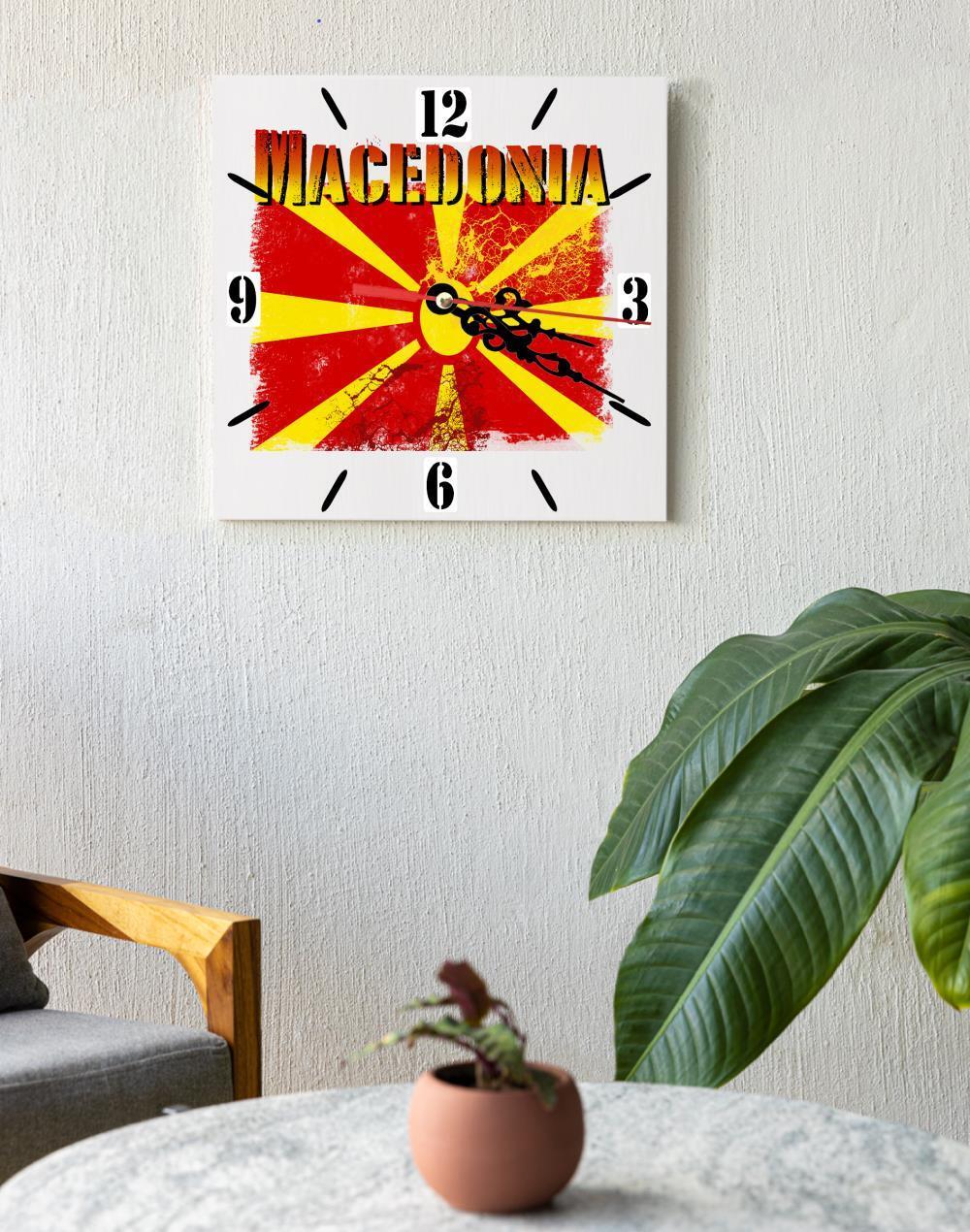 Macedonia Flag Wall clock patriots Wooden Tile Watch Support Décor | eBay