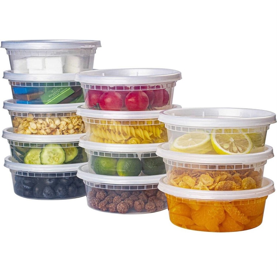 [ 25 Set ] 8 oz Deli Plastic Food Storage Reusable Containers With Lids ...
