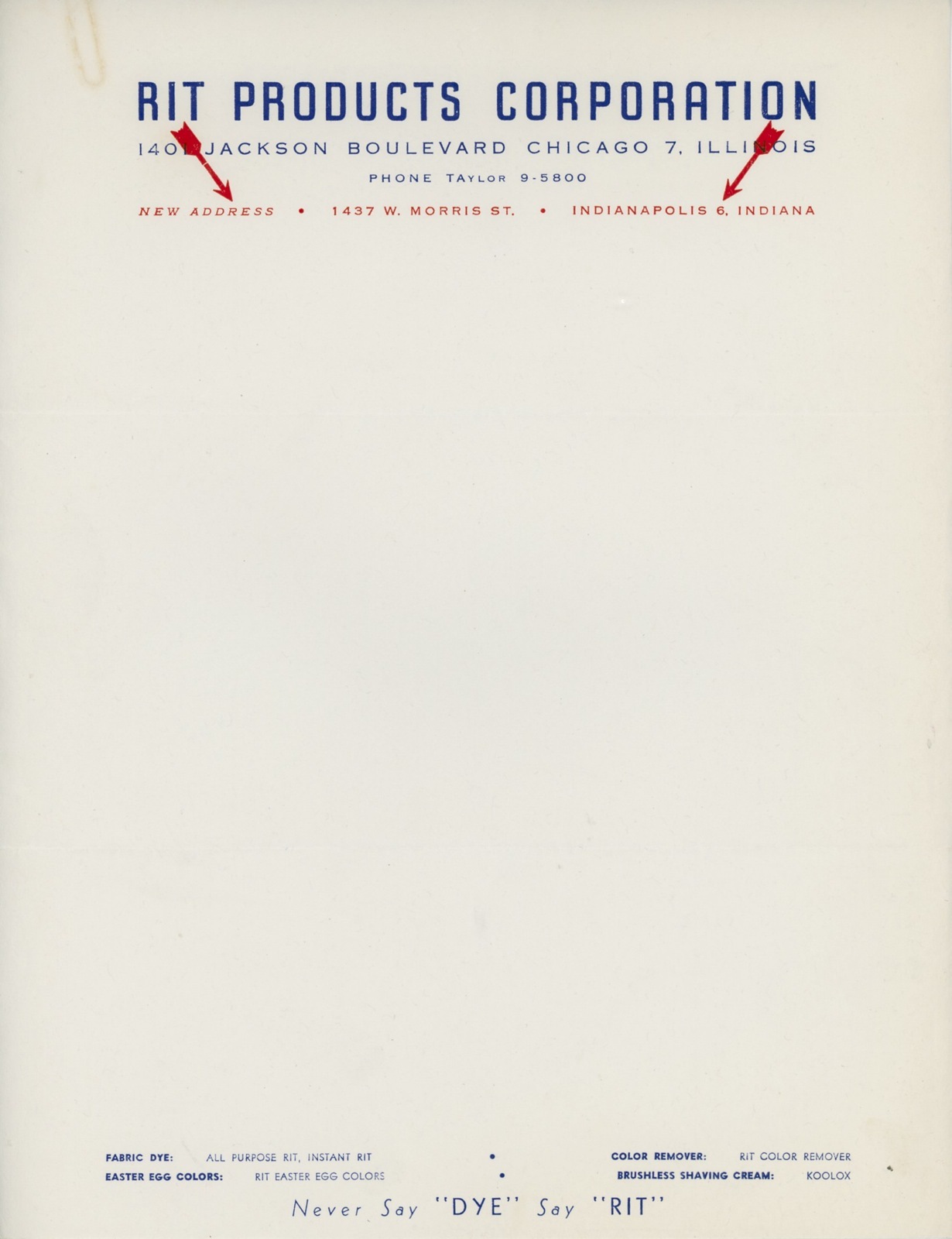 1940s RIT Dye Letterhead Indianapolis Indiana New Address Coloring | eBay