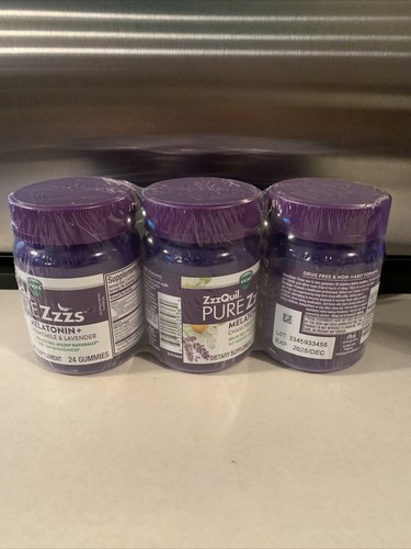 (3-24ct) Vicks ZzzQuil Pure Z Melatonin Chamomile & Lavender 72 Gummy ...