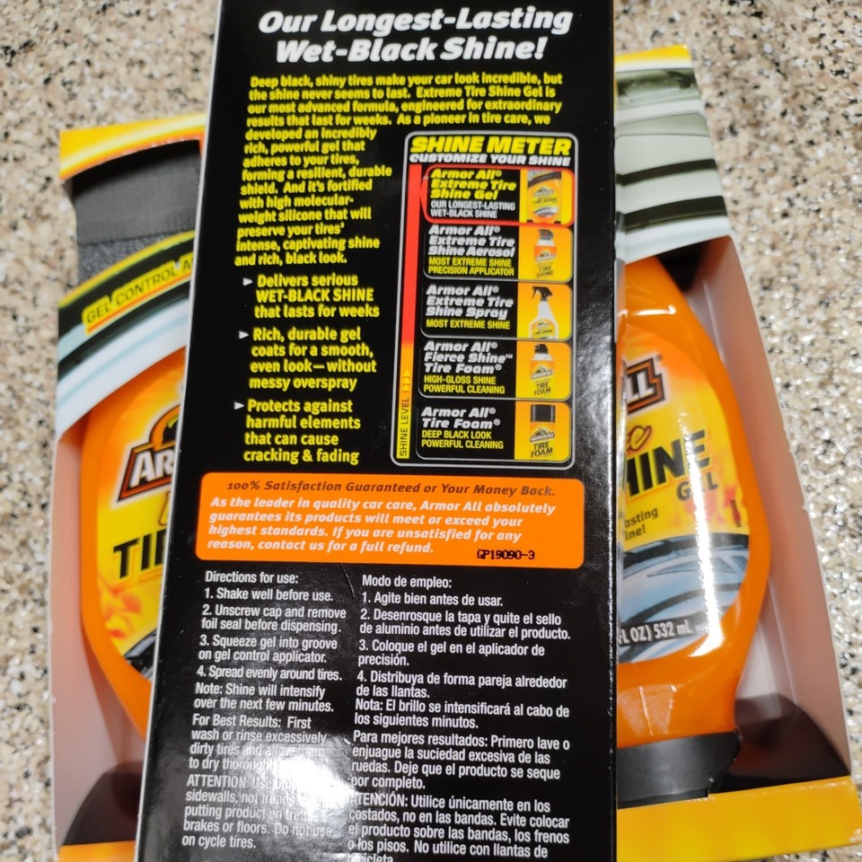 ARMOR ALL Extreme TIRE SHINE GEL Lasting Wet-Black Shine + Precision ...