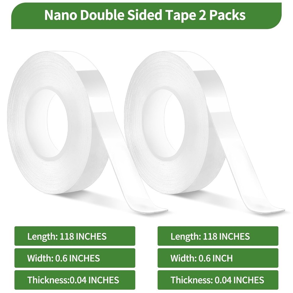 2 Pack Nano Double Sided Tape Heavy Duty Mounting Tape Sticky Walls ...