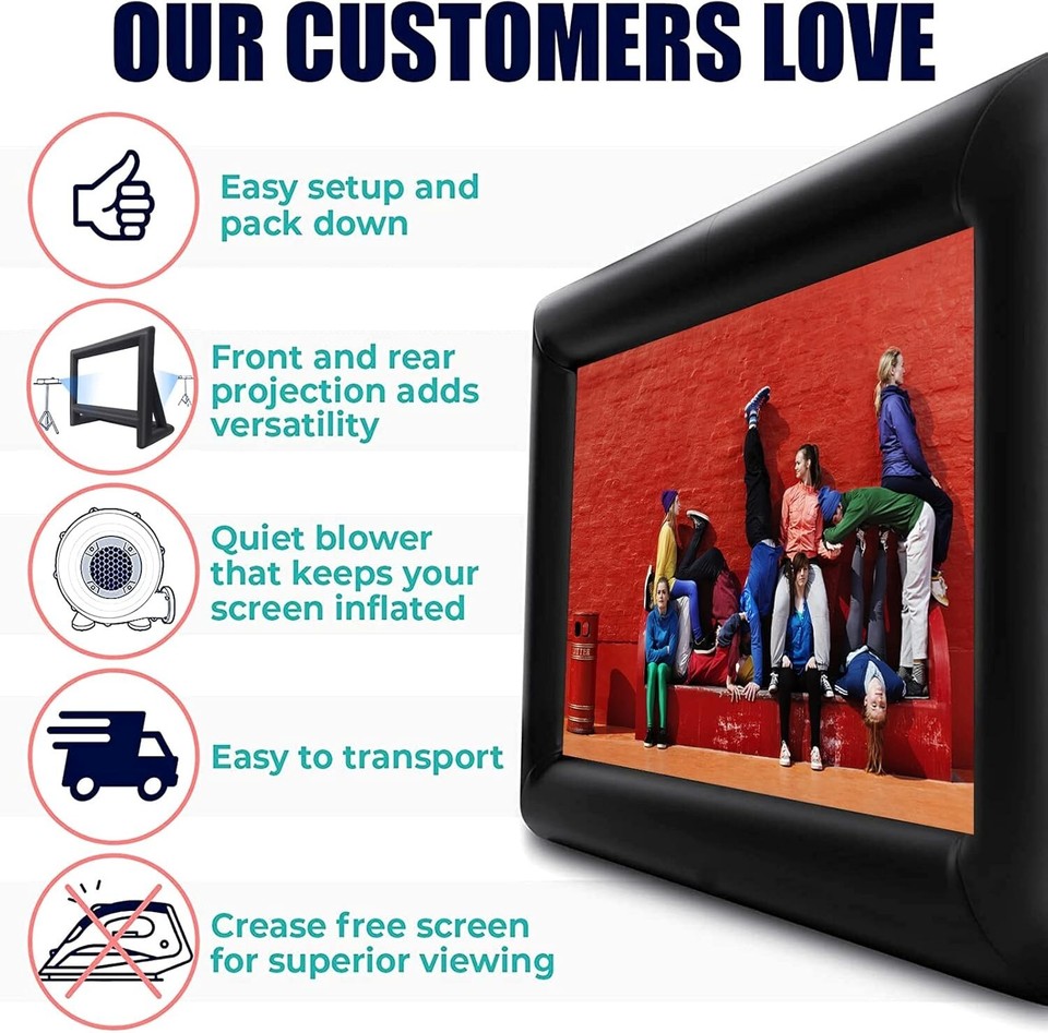 20 ft Inflatable Portable Projector Movie Screen, Air-Blown Projection ...