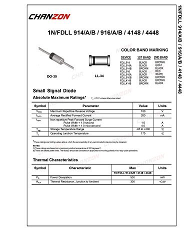 (Pack of 100 Pieces) 1N914 Small Signal Fast Switching Diodes High [14 ...