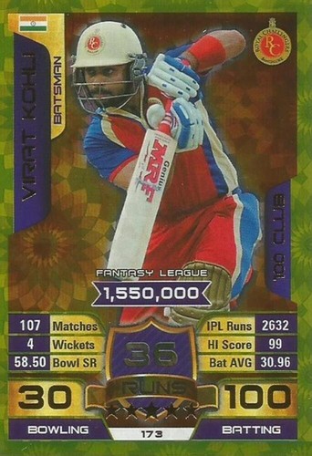Topps Cricket Attax #173 - Virat Kohli 100Club (PSA Grade 8.5) | eBay