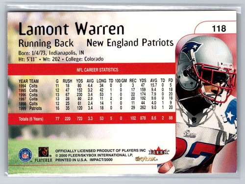 2000 Impact #118 Lamont Warren | eBay