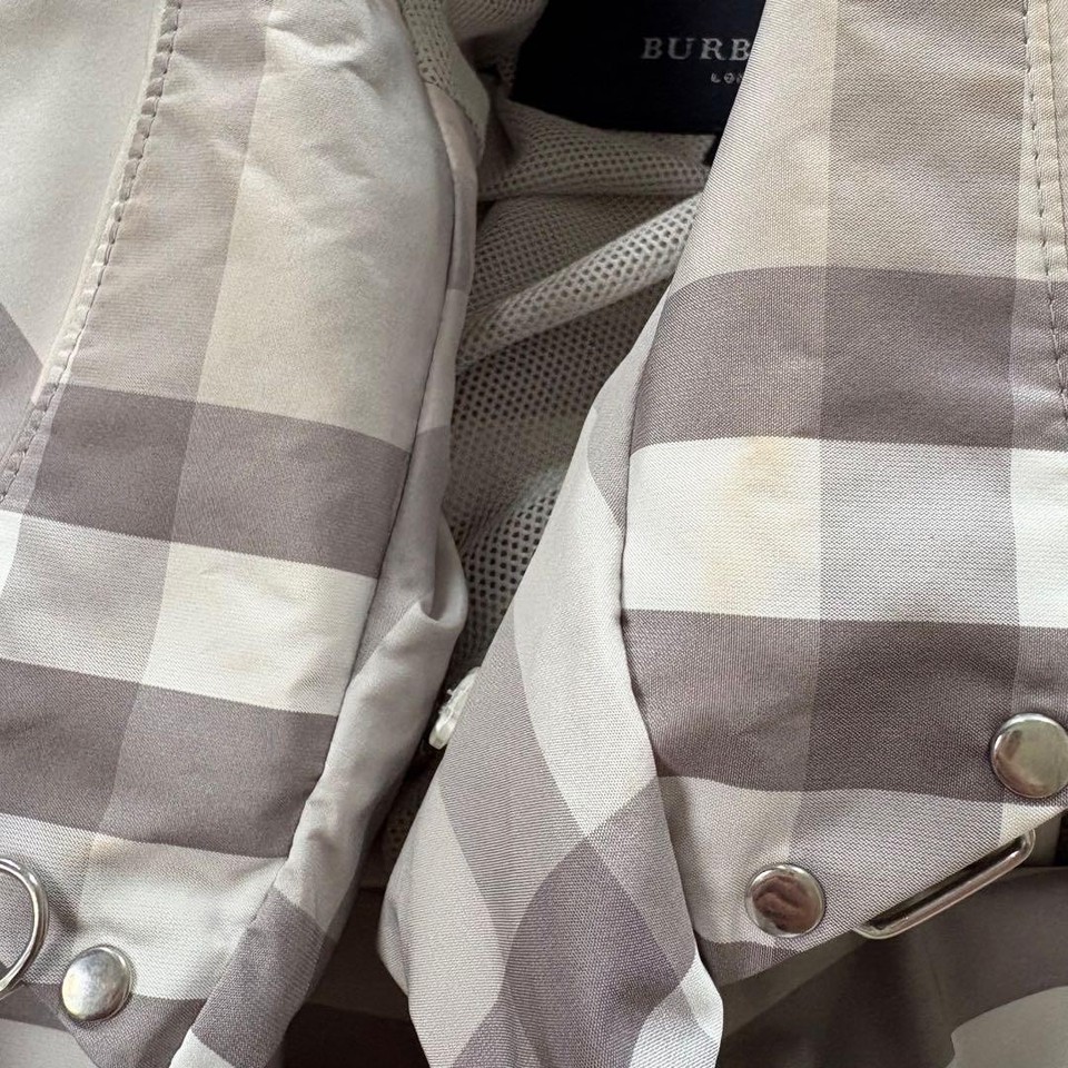 Burberry London Mega Check Trench Coat Greige Size 44 For Women | eBay UK
