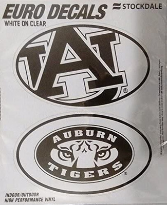 Auburn University Tigers 2-Piece White and Clear Euro Decal Sticker Set ...