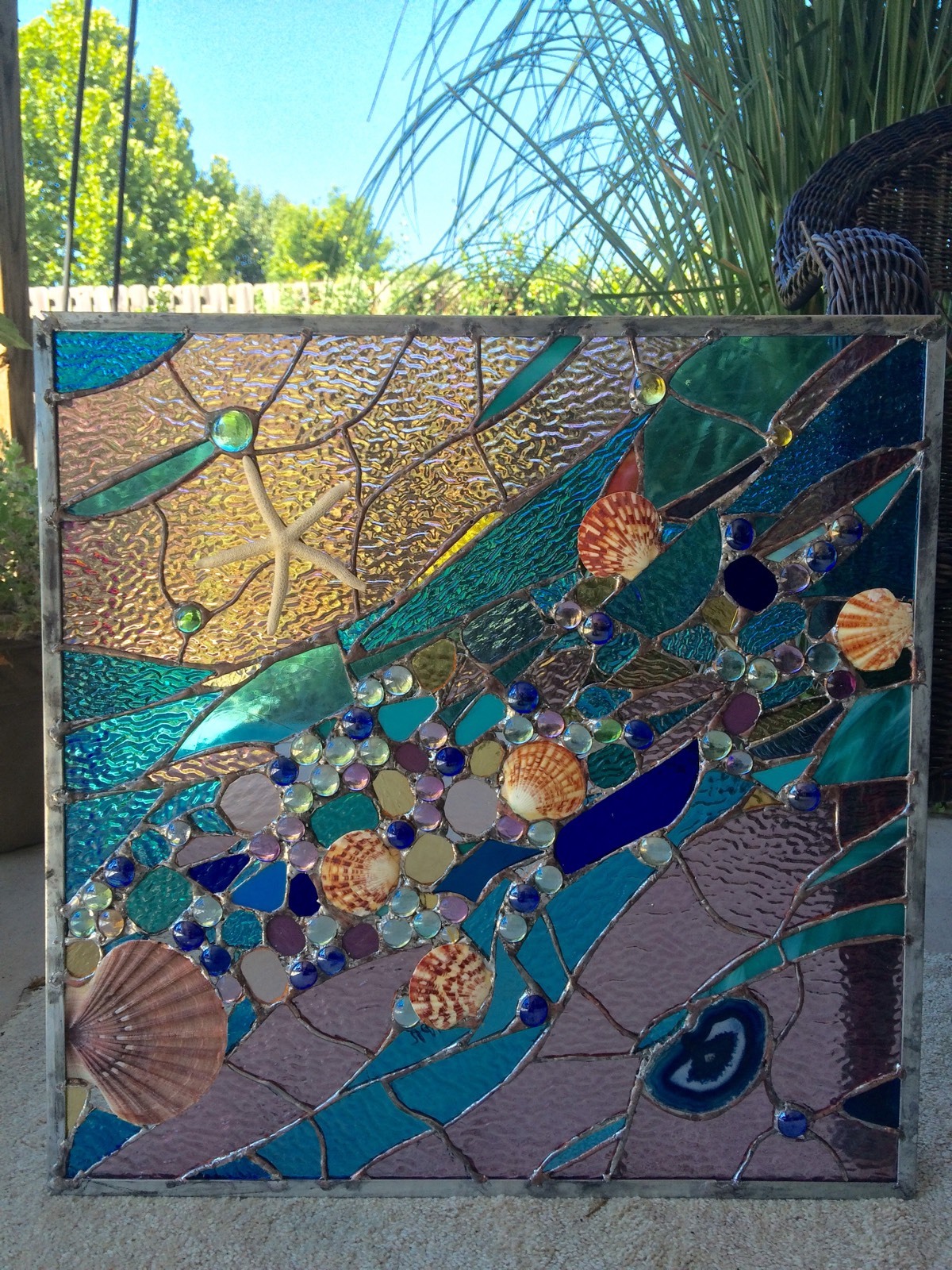 Stained Glass Window Tropical Starfish Sea Shell Beach Suncatcher Sail ...