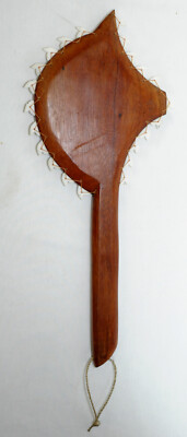 19" Replica Hawaiian Scalloped War Axe Display Weapon with Faux Shark's ...