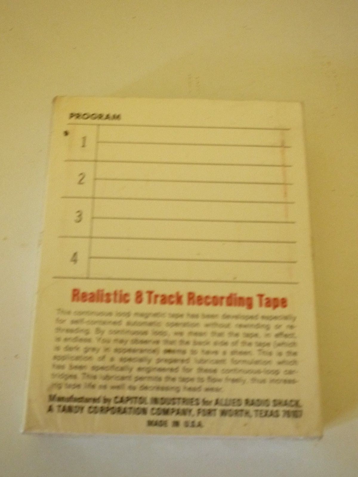 REALISTIC 8 TRACK - BLANK 8 TRACK RECORDING TAPE 80 minutes New in Box ...
