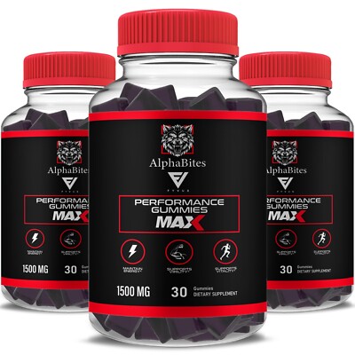 (3 Pack) Alpha Bites Max Gummies AlphaBites Max Supplement (3 Month ...