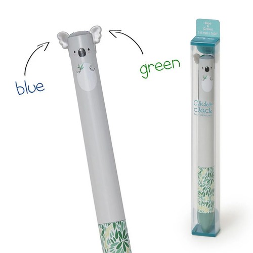 Legami Ballpoint Pen Dual Colours Koala Click & Clack - Blue & Green ...