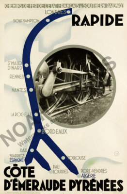 Cote Emeraude Pyrenees vintage train travel poster 12x18 | eBay