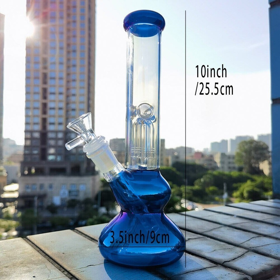 25cm Blue Glass Bong Water Pipe Smoking Hookah Percolator Bongs Bubbler ...