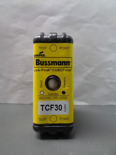 New Bussmann TCF 30 30 Amps Dual-Element Cube Fuse Current Limiting 600 ...