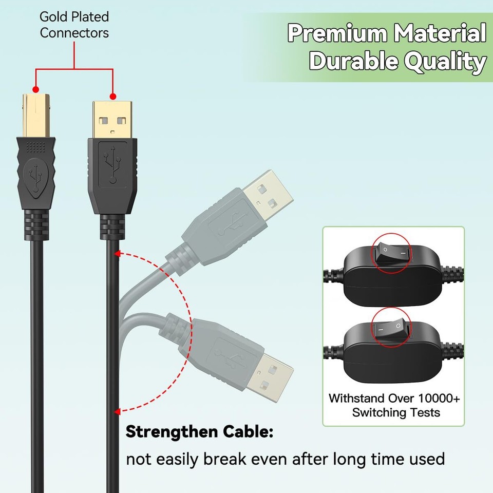 Printer Cable Splitter 1 in 2 Out Printer Splitter for Two Computers ...