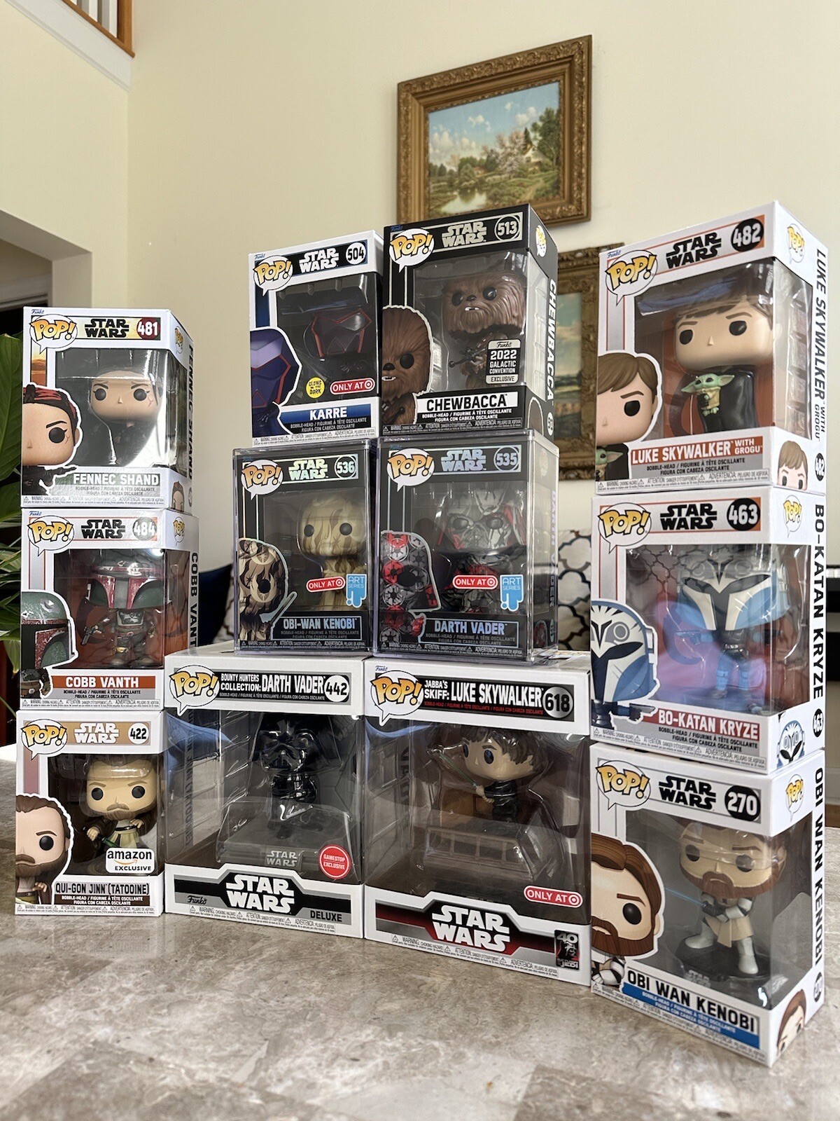 Assorted pack of 12 Star Wars funko pops- includes deluxe and exclusive ...