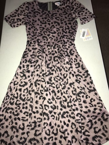 LuLaRoe Pink Mauve Cheetah Amelia Dress HTF Pockets Animal Print Rare ...