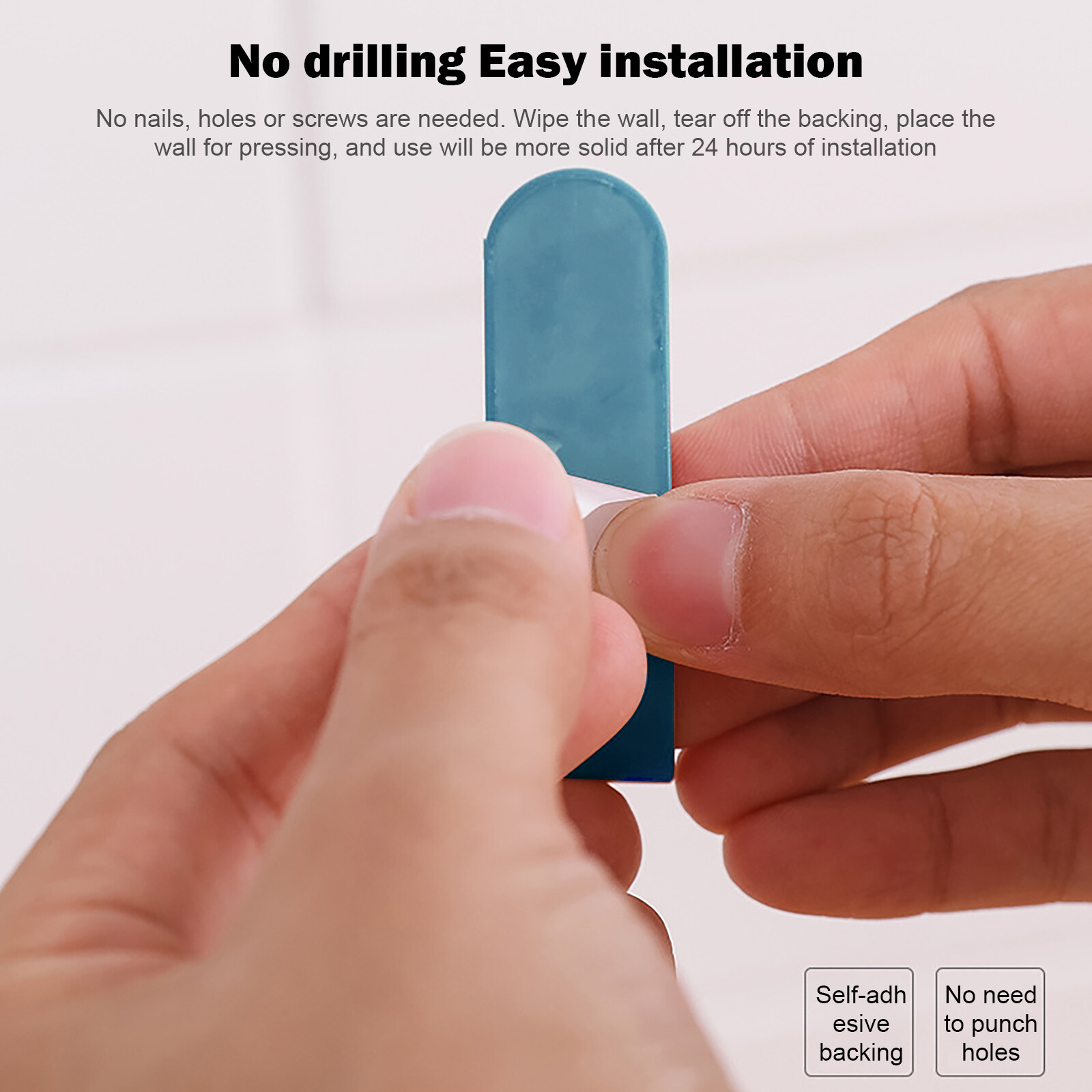 Wall Mounted J-Type Clothes Hook Durable Self-adhesive Hook (4pcs Blue ...