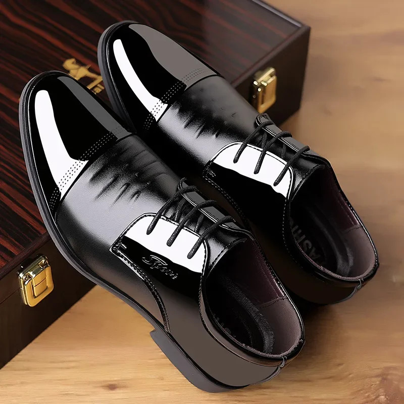 Men Dress Shoes Patent Leather Oxford Shoes Formal Handsome Shoes ...