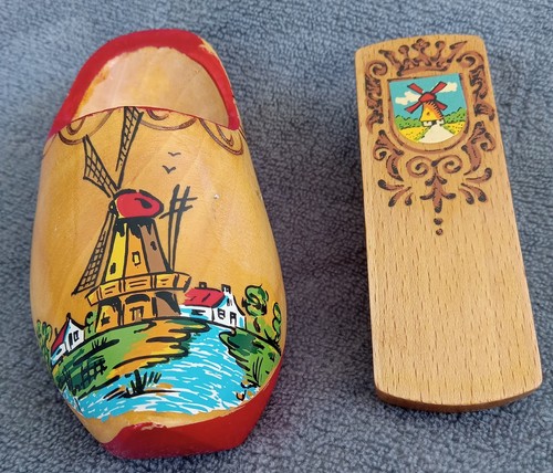 Small Wooden Dutch Clog w/Brush Handpainted - Holland | eBay