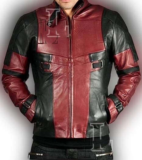 Handmade Men's Red and Black Genuine Leather Jacket, Biker Style Jacket ...