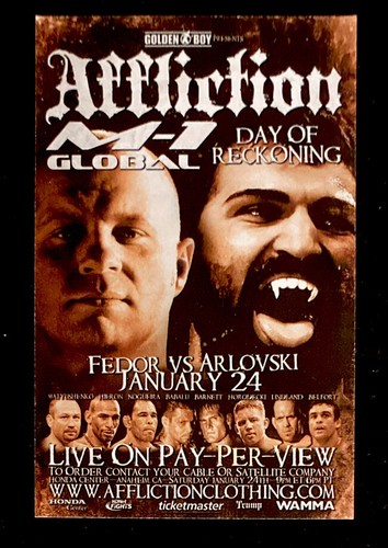 AFFLICTION M-1 GLOBAL FEDOR EMELIANENKO VS ARLOVSKI 2008 PROMO CARD UFC ...