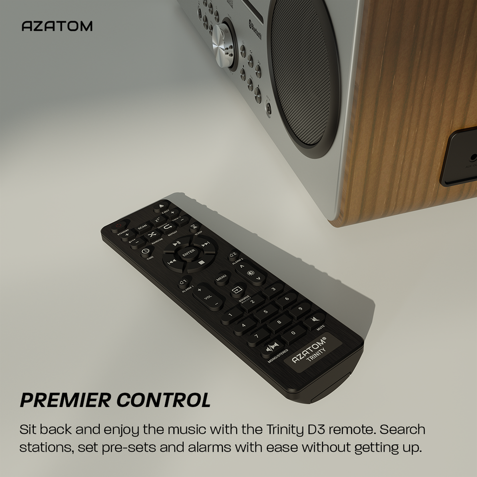 DAB+ DAB CD FM Radio Speaker Alarm Clock Bluetooth - Trinity D3 Walnut ...