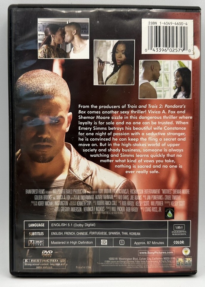 Motives DVD Vivica A Fox Shamar Moore Widescreen Free Shipping 2004 ...