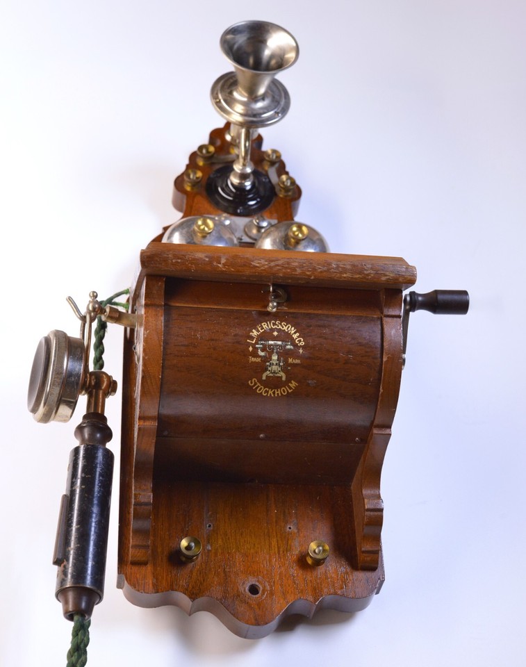 Antique Swedish Wooden Wall Telephone L.M. Ericsson model 305 Crank ...