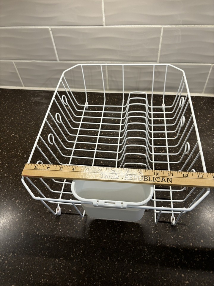 Rubber Coated Wire Dish Drain Rack White Rubbermaid Drainer Utensil ...