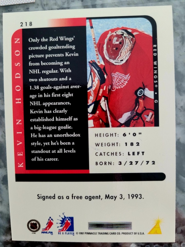 1996-97 Pinnacle Be A Player NHL Certified Foil Version Autograph Kevin ...