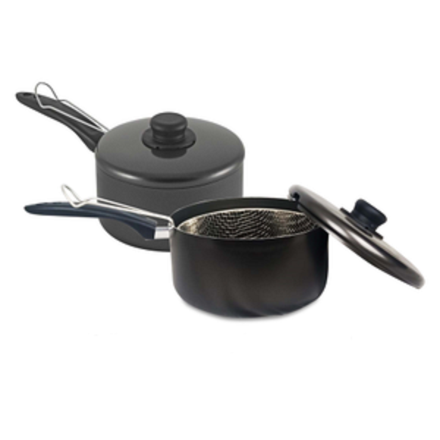 Non-Stick Aluminium Chip Pan With Basket and Lid Premium Quality (8"/9 ...