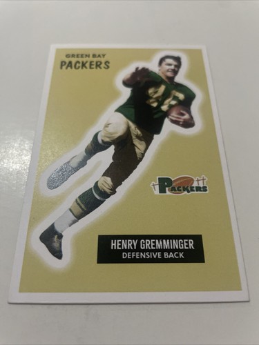 1955 Football Henry “Hank” Gremminger Custom Card Green Bay Packers ...