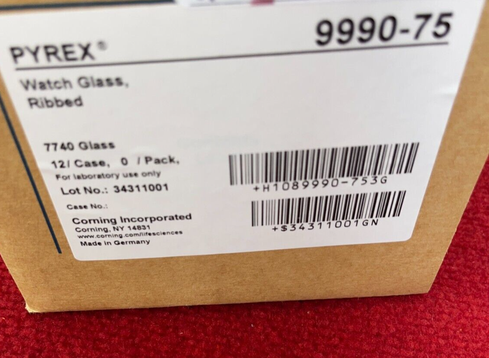 PYREX 9990-75 mm Diameter Ribbed Watch Glass/Beaker Cover, Case of 12 ...