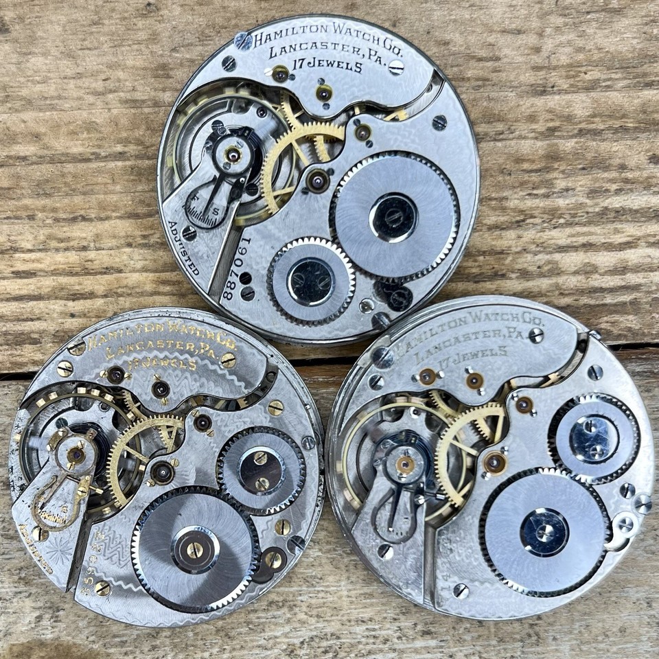 16s Hamilton Pocket Watch Movements - Grade 974, 975 - 17 Jewels ...