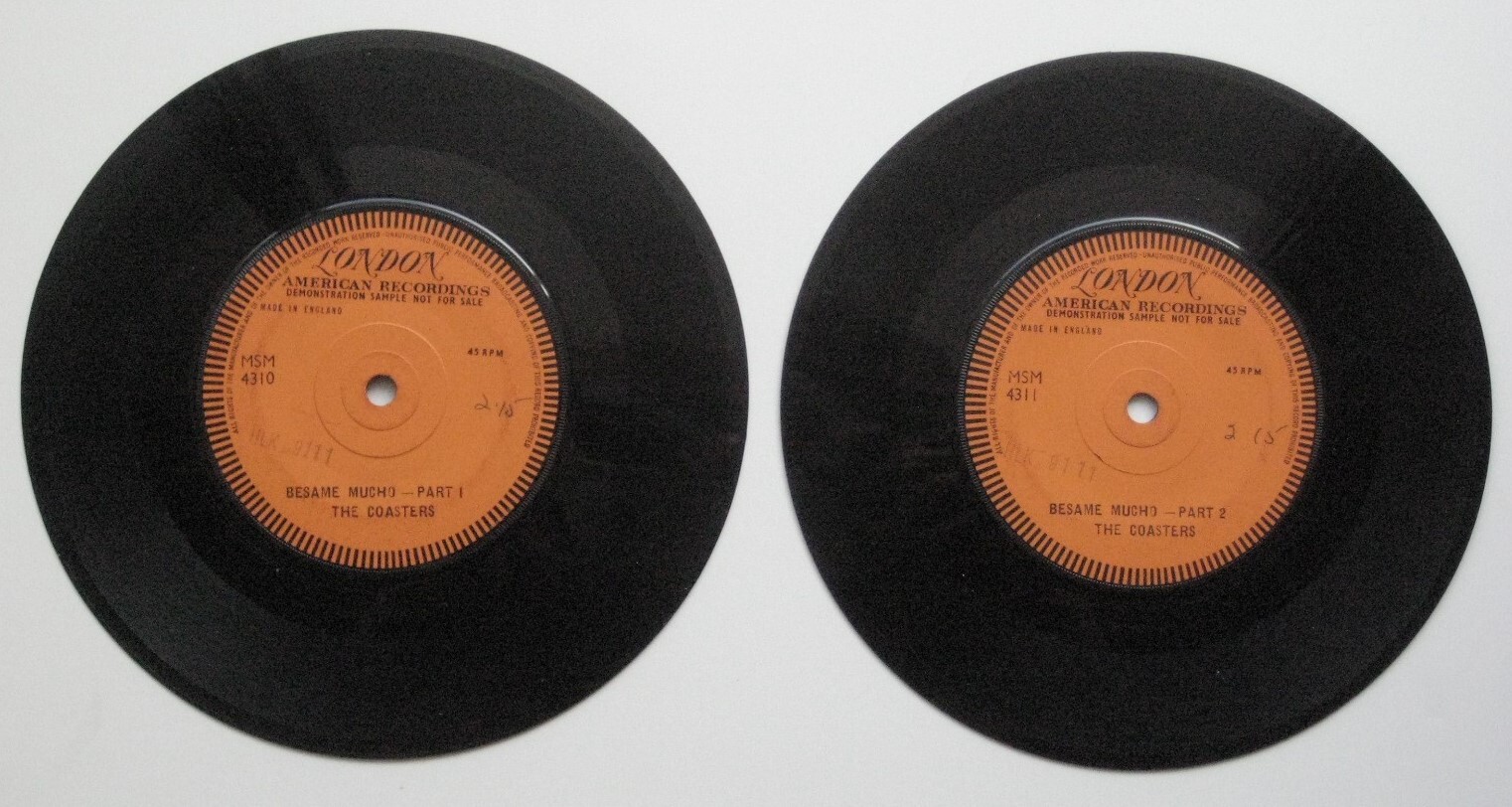 1960 THE COASTERS 2 Single-Sided Promo 45s Besame Mucho Parts 1&2 Made ...