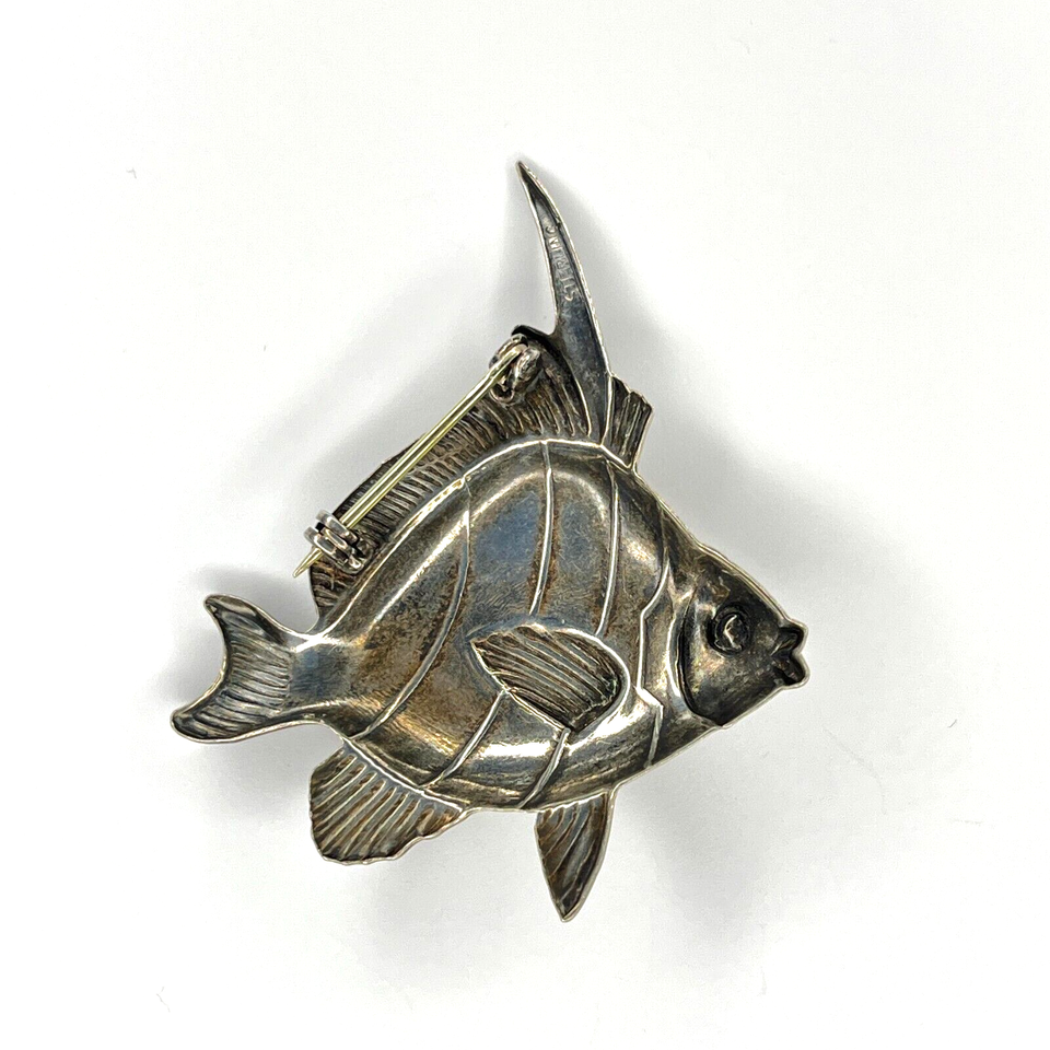 Sterling Silver Angel Fish Brooch Pin Mid Century Vintage | eBay