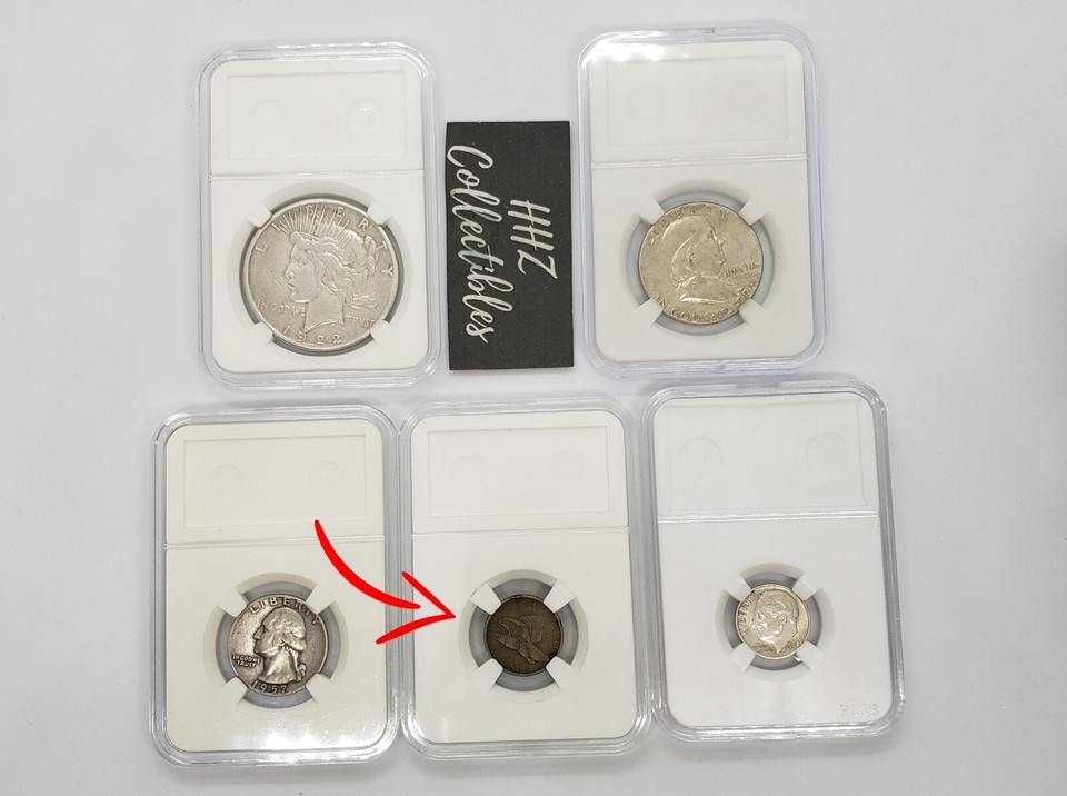 6 Pack 19mm Slab Coin Snap Holder 4 US Cent Penny w/ Flexible Variation ...