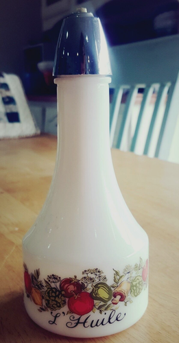 VGC Vintage Gemco USA 'L'Huile' White Glass Salad Oil Dispenser/ Bottle ...