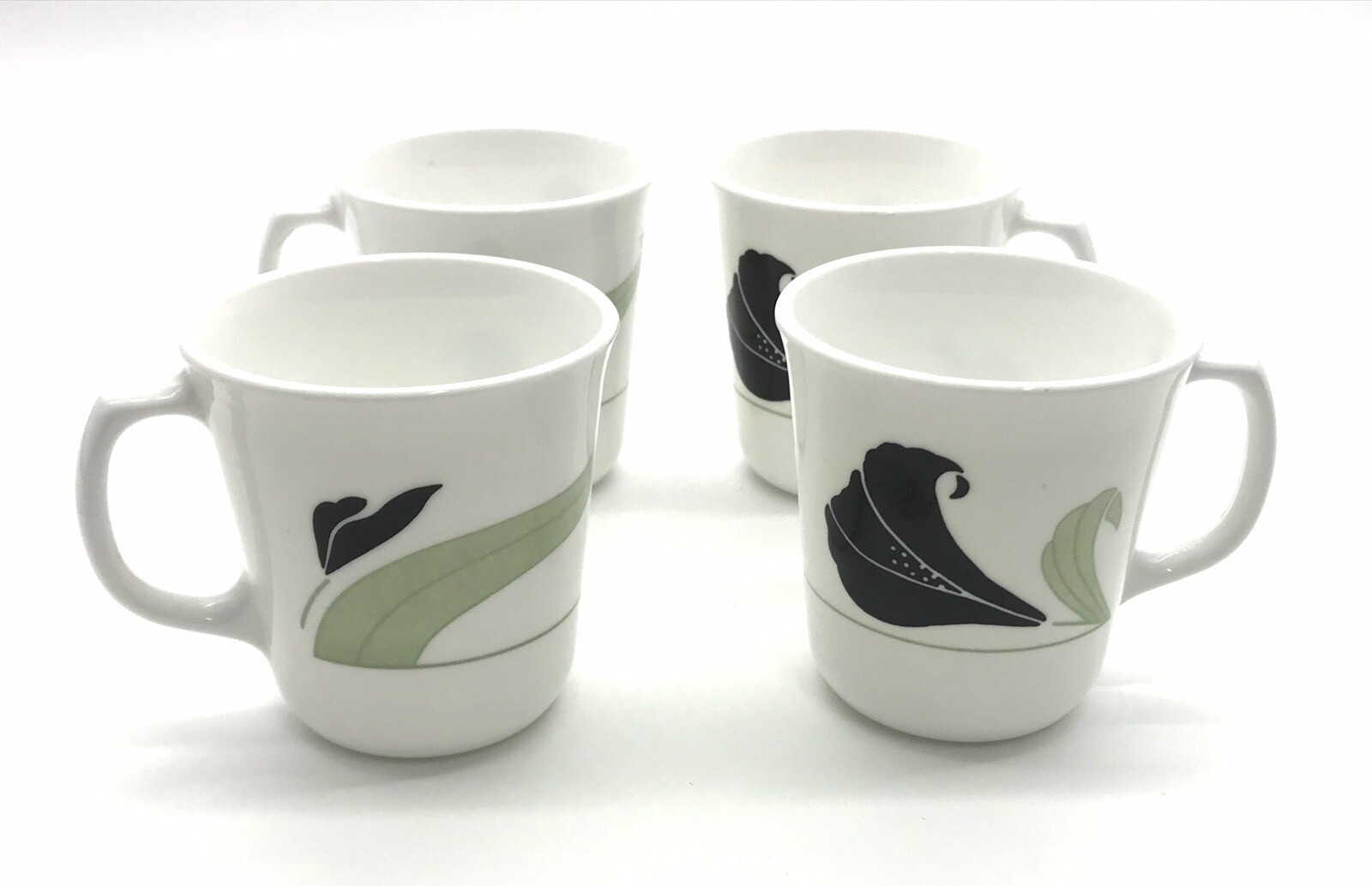 Vintage Corning Corelle Black Orchid Pattern Coffee Tea Mugs Cups Lot ...