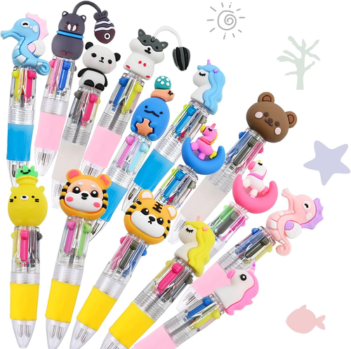 15 PCS Cute Kid'S Multi-Color Ballpoint Pens, Fun Pens for Kids, 4 in 1 ...