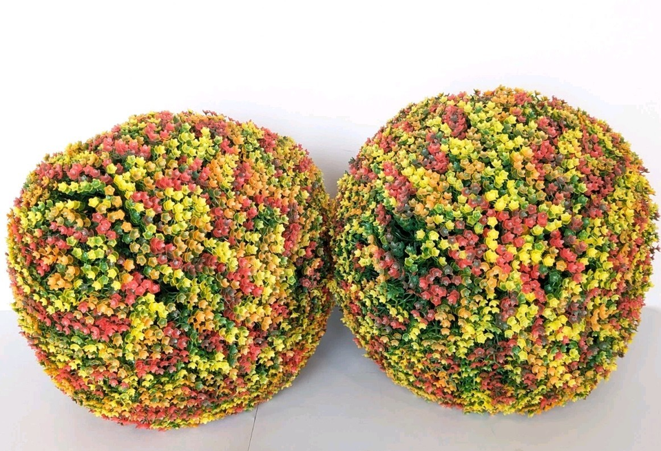 Wicker Park S/2 Oversized 15" Faux Flower Spheres Harvest Multi NO ...