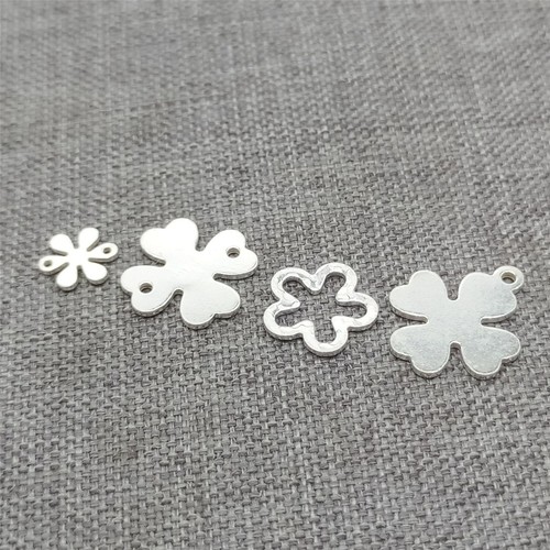 20pcs of 925 Sterling Silver Small Clover Tag Charms Lucky Flower Tags ...