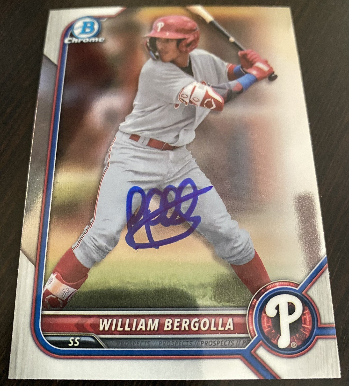 William Bergolla Auto Signed 2022 Bowman Chrome RC #BDC-88 Philadelphia ...