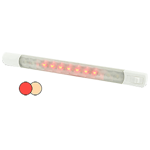 Hella Marine Surface Strip Light w/Switch Warm White/Red LEDs 12V Boat ...