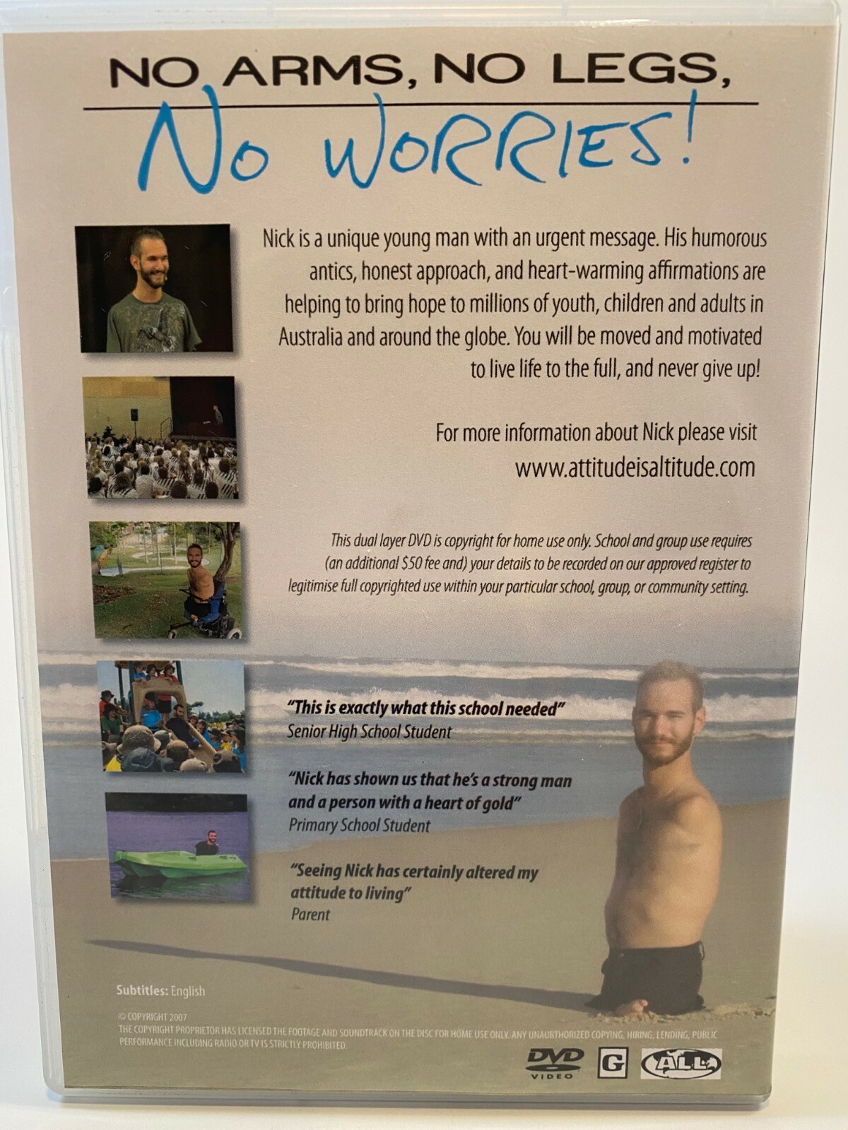No Arms, No Legs, No Worries Nick Vujicic DVD | eBay