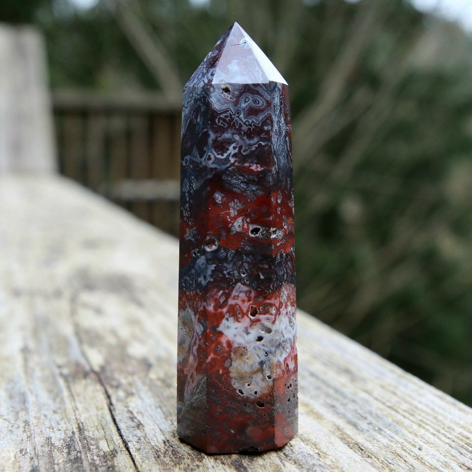 CRAZY LACE BLOOD AGATE CRYSTAL POINT POLISHED NATURAL HEALING GEMSTONE ...