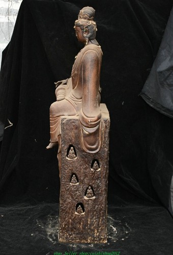 27.1'' Old Wucai Porcelain Sit Kwan-yin Guan Yin Boddhisattva Goddess ...
